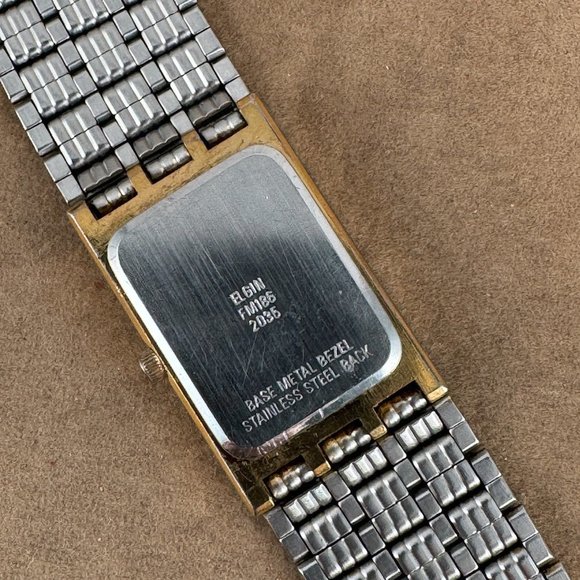 Elgin | Accessories | Elgin Diamond Quartz 2 Tone Silver And Gold Metal ...